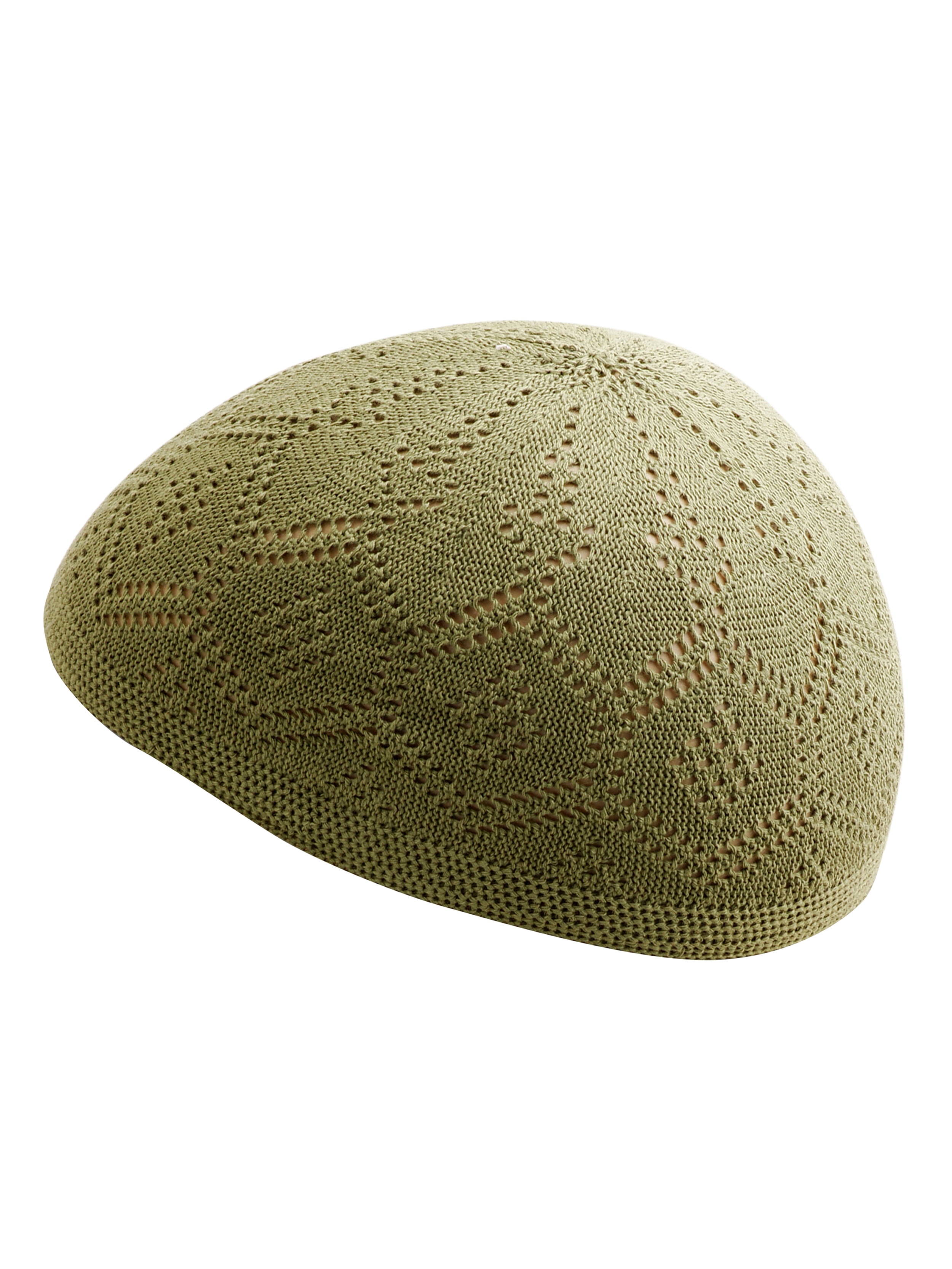 Candid Signature Thin Cotton Crochet Skull Cap Kufi All Season, Olive ...