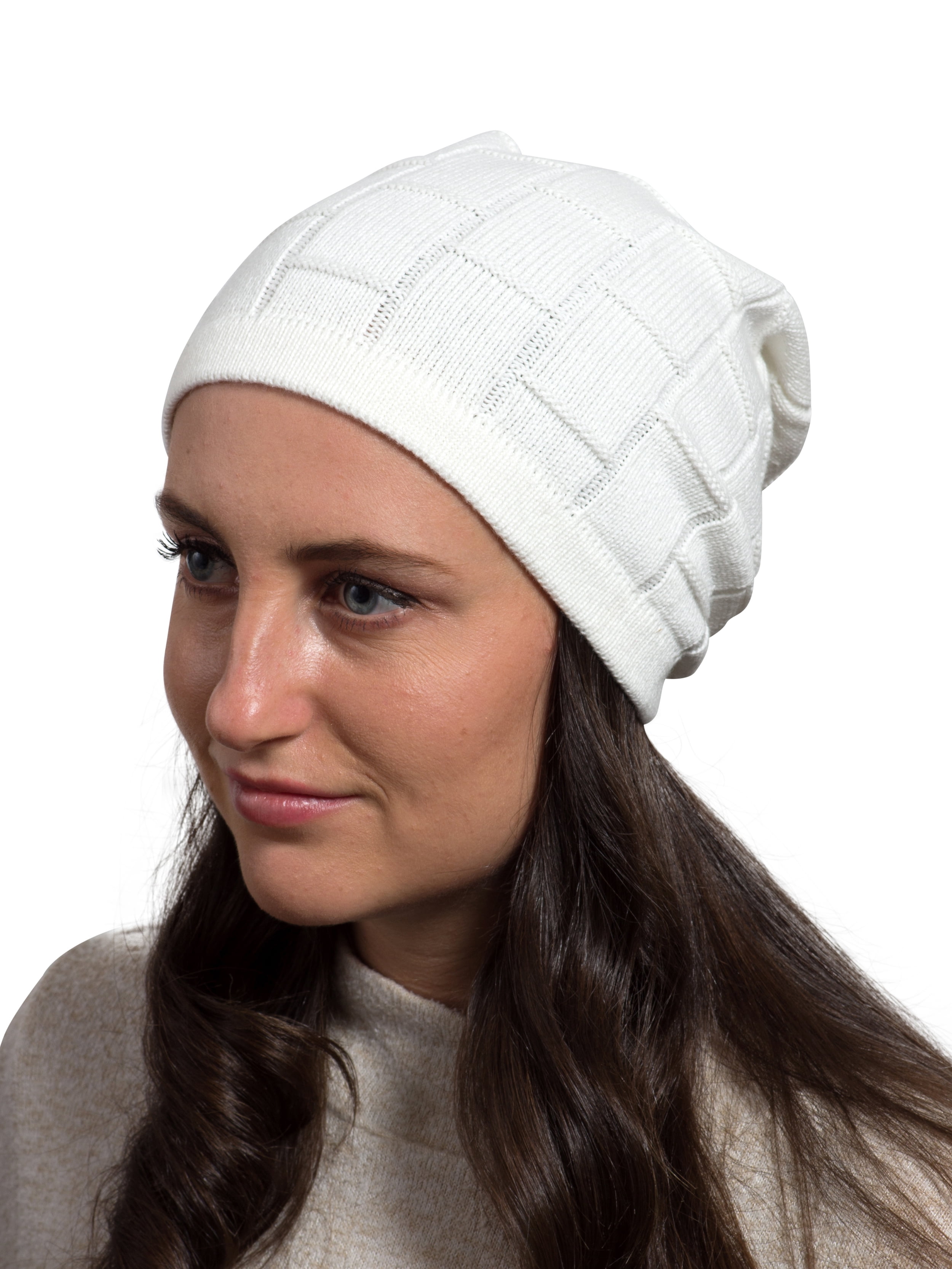 Candid White Slouchy Cotton Beanie Men Women All Season - Walmart.com