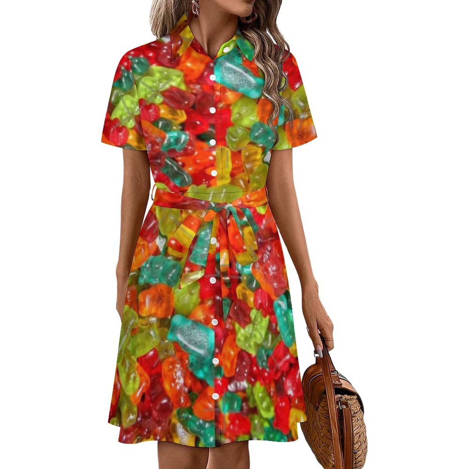 Candies,Sugar, Gummy Womens Shirt Dresses Women'S Short Sleeve Dress ...