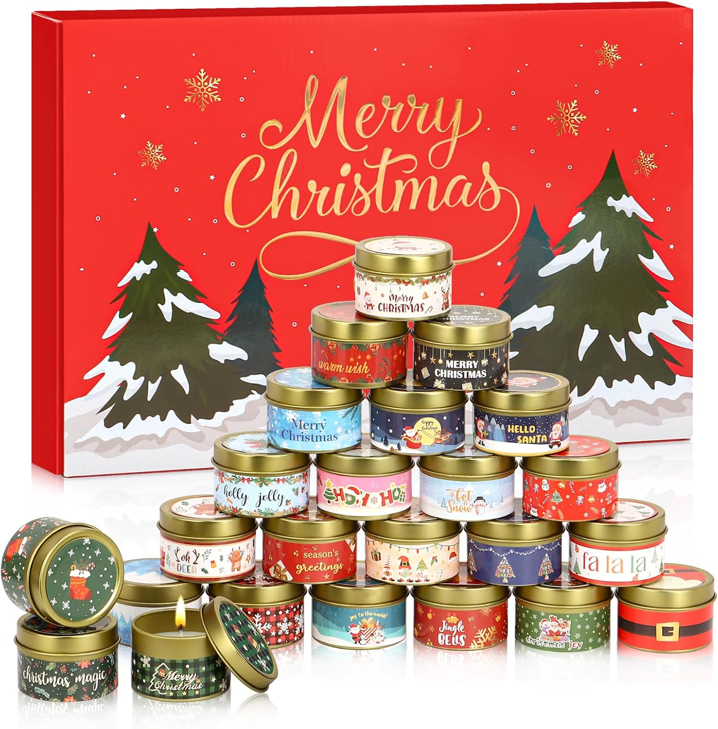 Candle Advent Calendar 2025 Adult Women - 24 Day Christmas Scented ...
