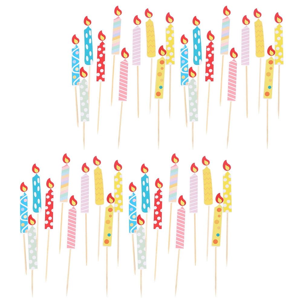 40 Pcs Birthday Cake Candles Set with Paper Holders for Wedding Party ...