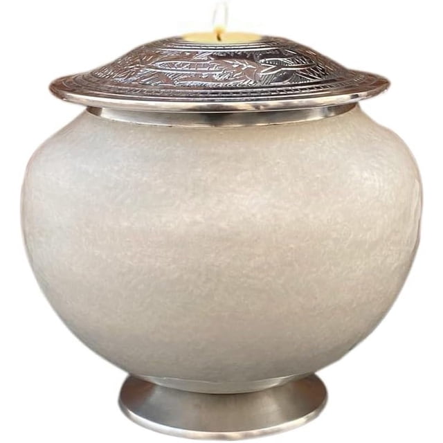 Candle Cremation Urn for Human Ashes - Large Pearl White Candle Urn ...