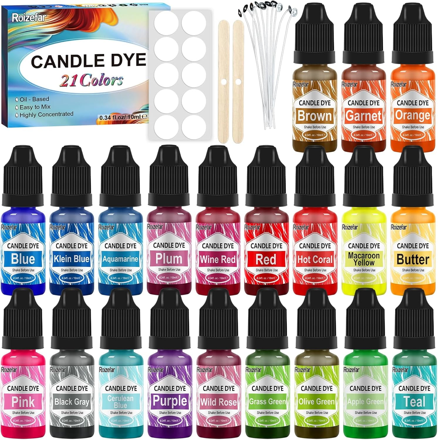Candle Dye - 12 Colors Wax Melt Dye for Candles Making, Oil-Based Dye ...