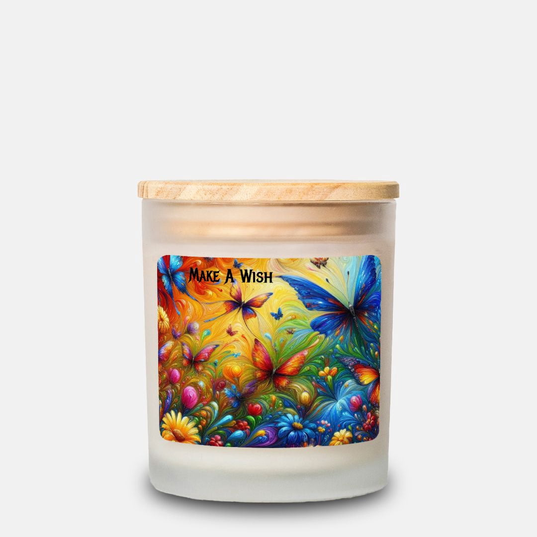 Candle Frosted Glass Hand Poured 11 oz Make A Wish Designed By: Yoga ...