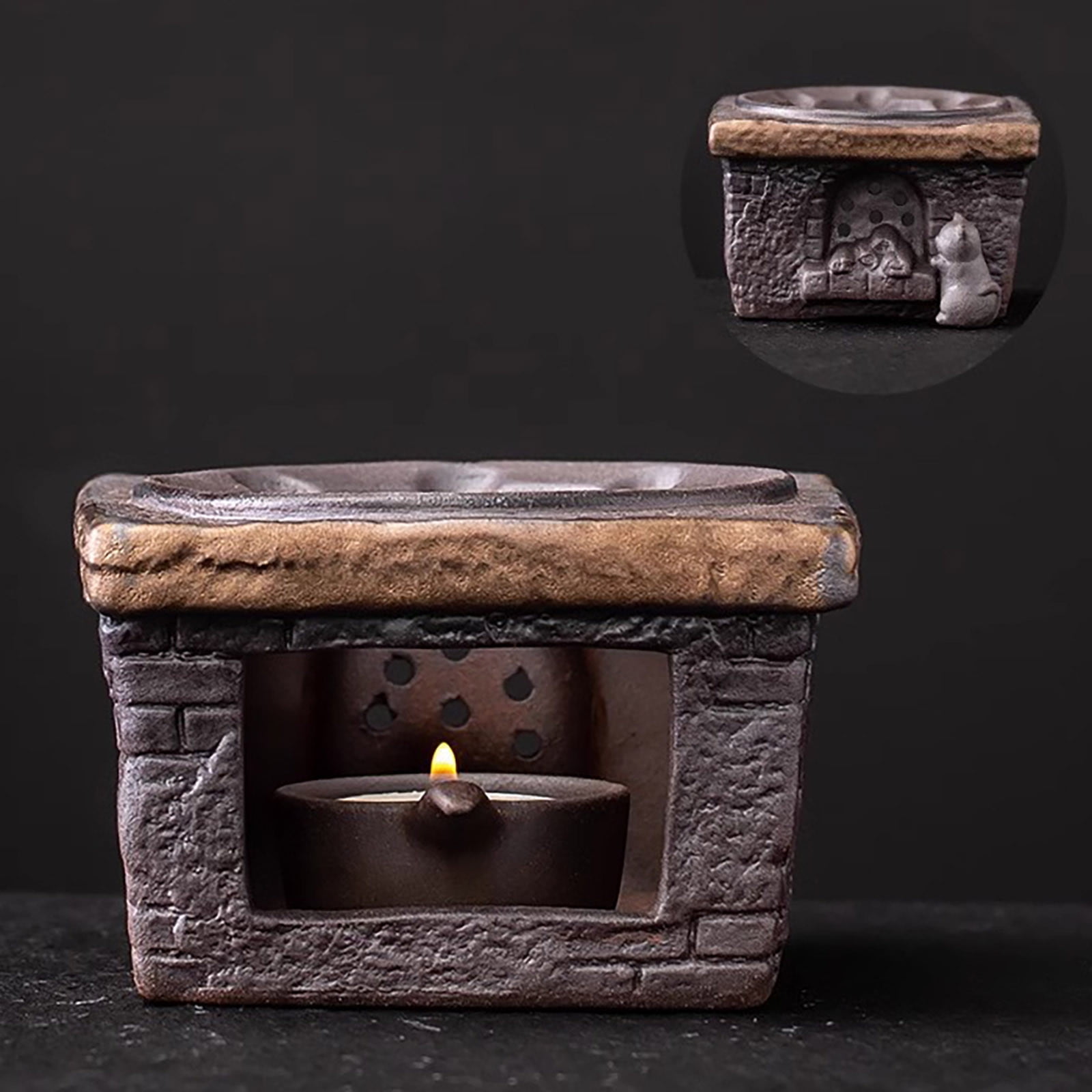 Candle-Heated Tea Roasting Stove, Ceramic Tea Warmer for Tea Ceremony ...