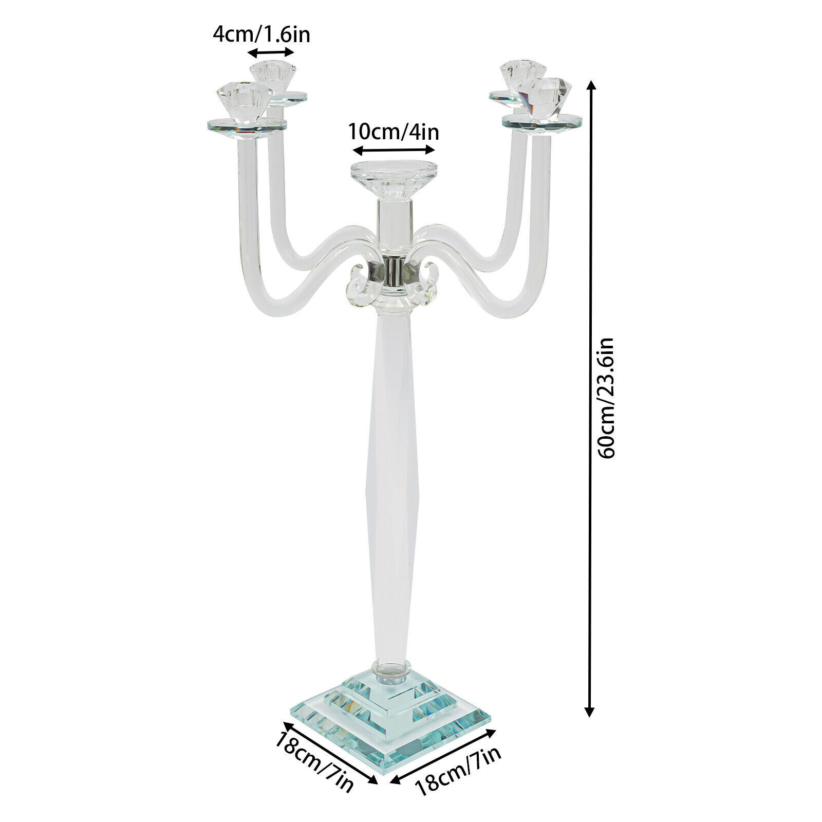 Candle Holder 5 Heads Candelabra K9 Crystal Candlestick Holder Clear 7 ...