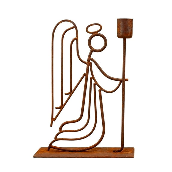 Candle Holder Angel Stand Metal Craftwork with Vintage Rusted Design ...