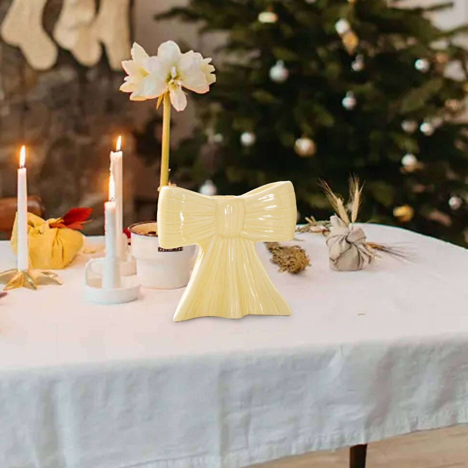 Candle Holder, Ceramic Bow Candlestick Holders Bow Candle Holder ...