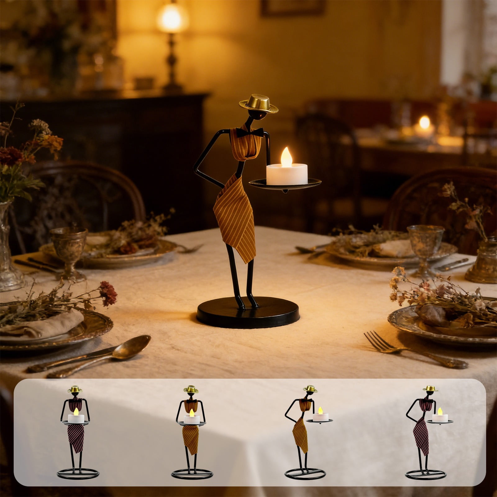 Candle Holder – Decorative Table Centerpiece | Iron Stand, Electronic ...