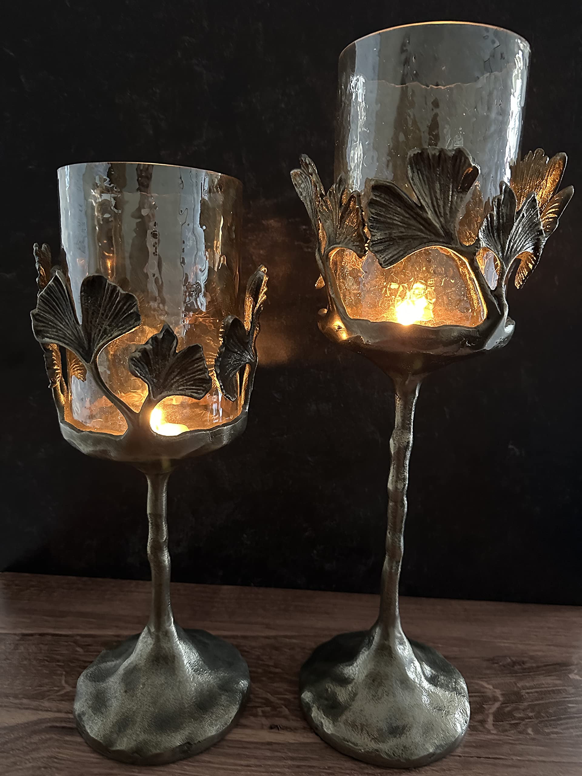 Candle Holder with Glass and Decorative Gold Finished Frame for Home ...