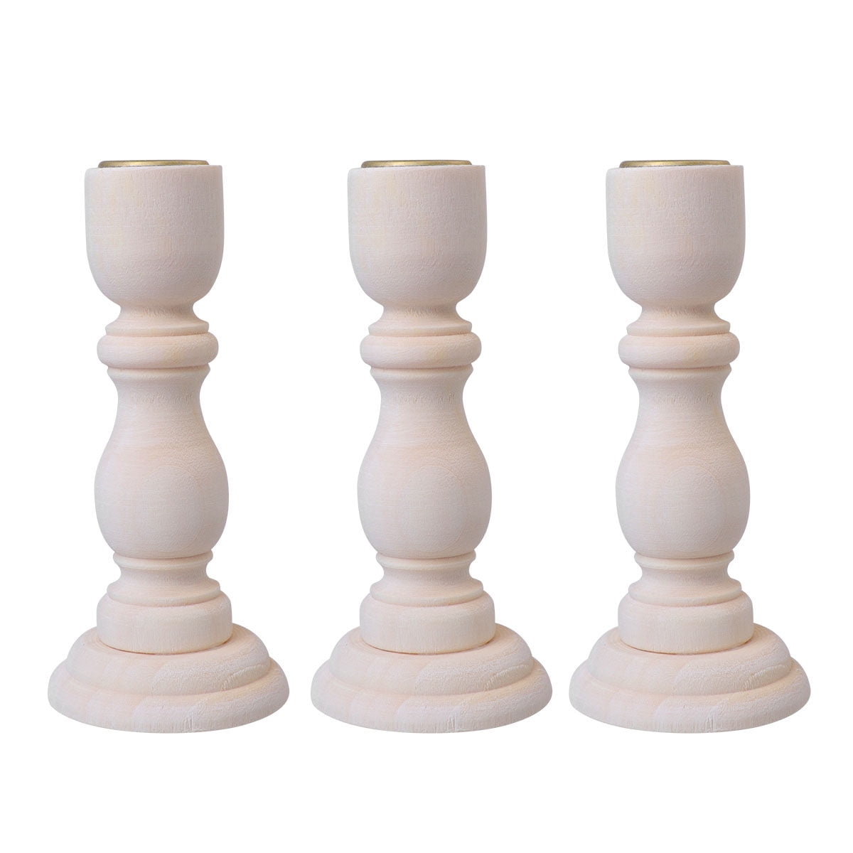 Candle Holder for Pillar Candles: Set of 3 Decorative Wood Candlestick ...