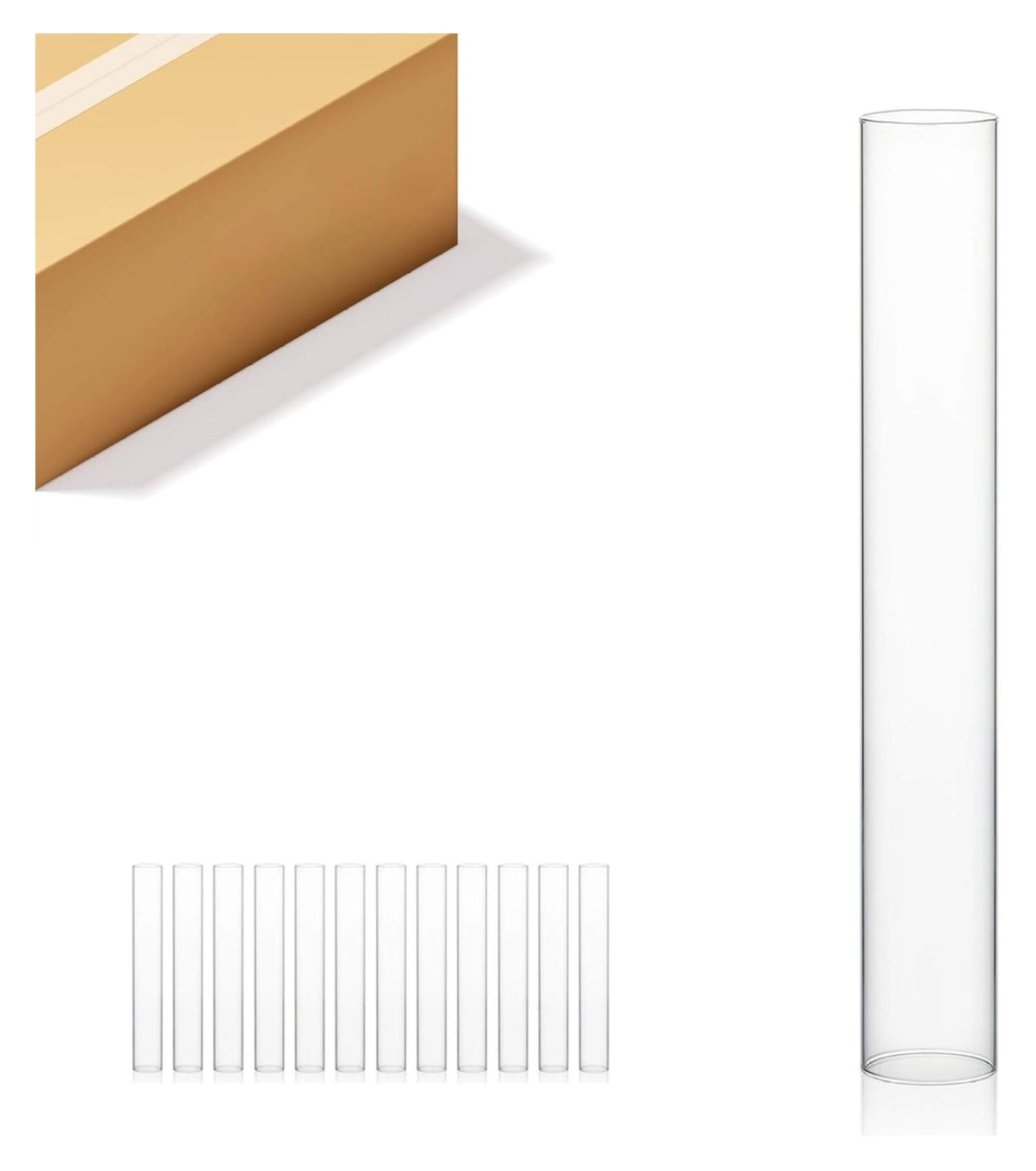 Candle Holder Sleeve, Wide 2", Height 14", Clear Glass Cylinder ...