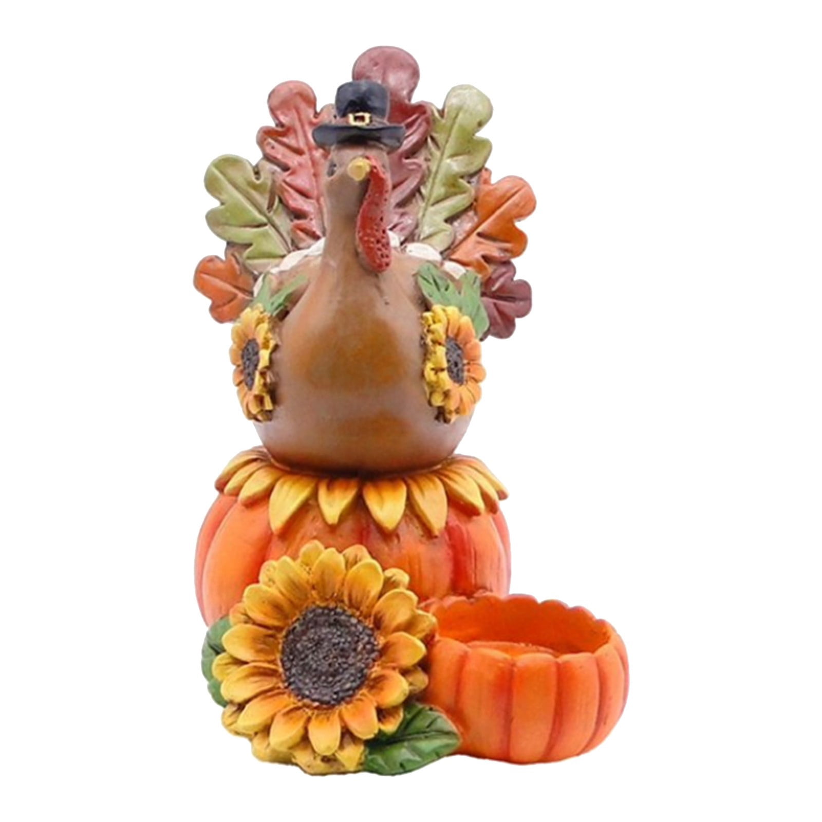 Candle Holder Turkey Statue with Pumpkin Resin Figurine Thanksgiving ...