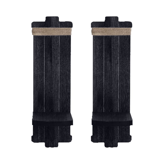 Candle Holder Wall Sconce, Black Farmhouse Wooden 2 Pack Set with ...