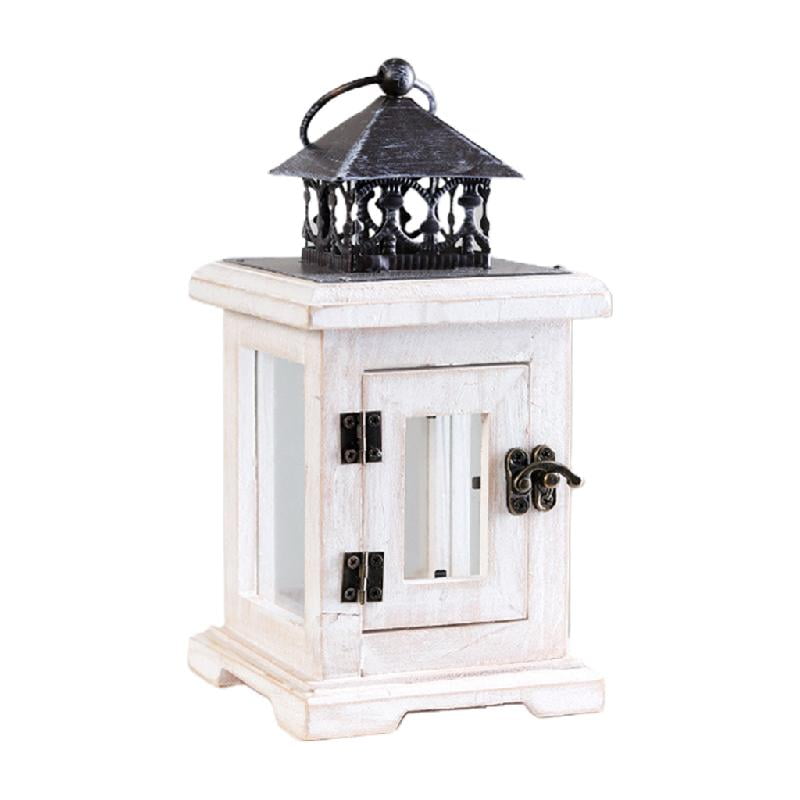 Candle Lantern Decorative Distressed Wood Metal Lantern Wedding ...