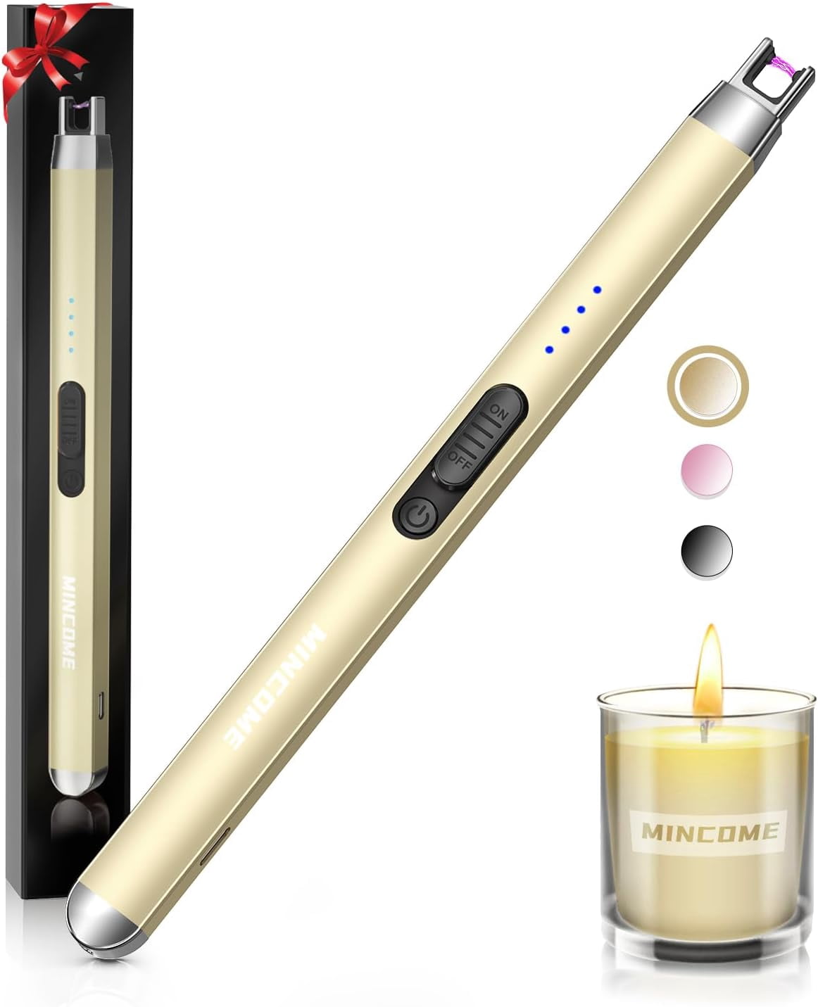 Candle Lighter, Rechargeable USB Long Lighters, Windproof Flameless ...