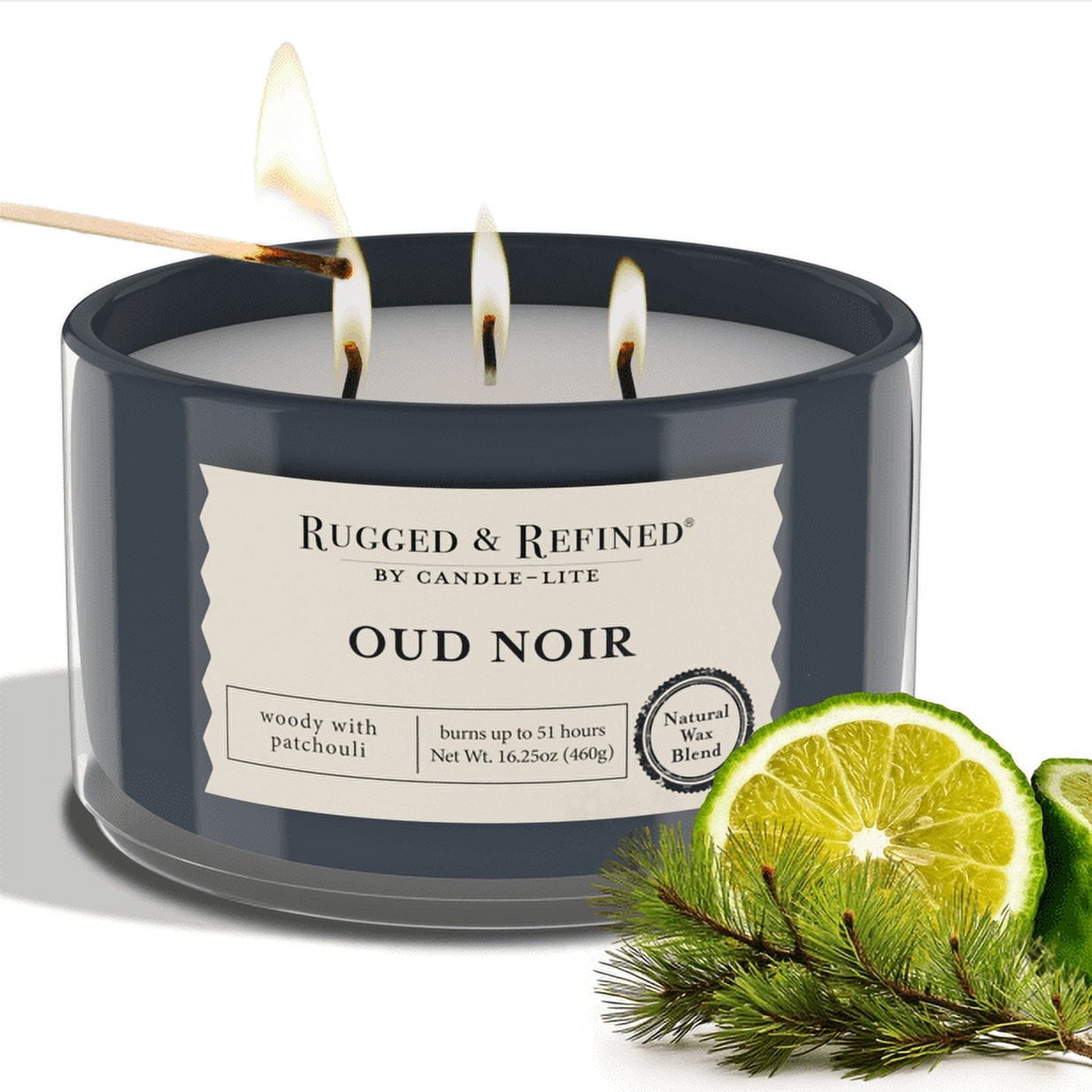 Candle-Lite Scented Candles for Men, Oud Noir Fragrance, 16.25 oz Jar ...