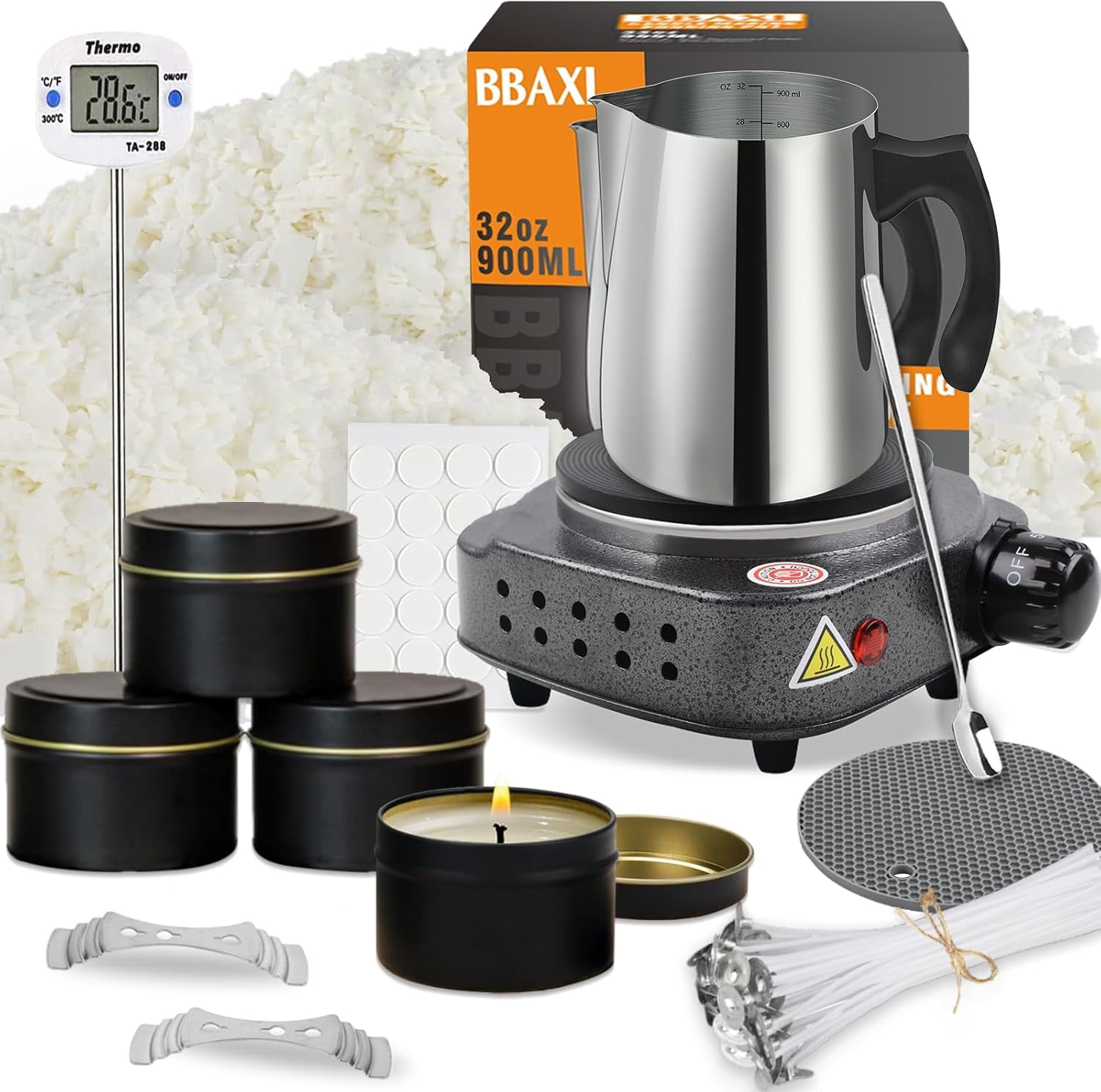 Candle Making Kit with Electronic Hot Plate,Candle Wax Melter for ...