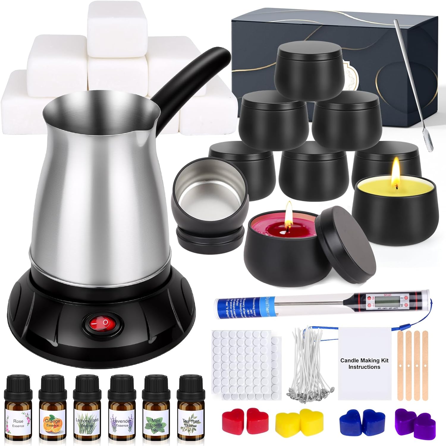 Candle Making Kit with Wax Melter, DIY Soy Candles Making Supplies for ...