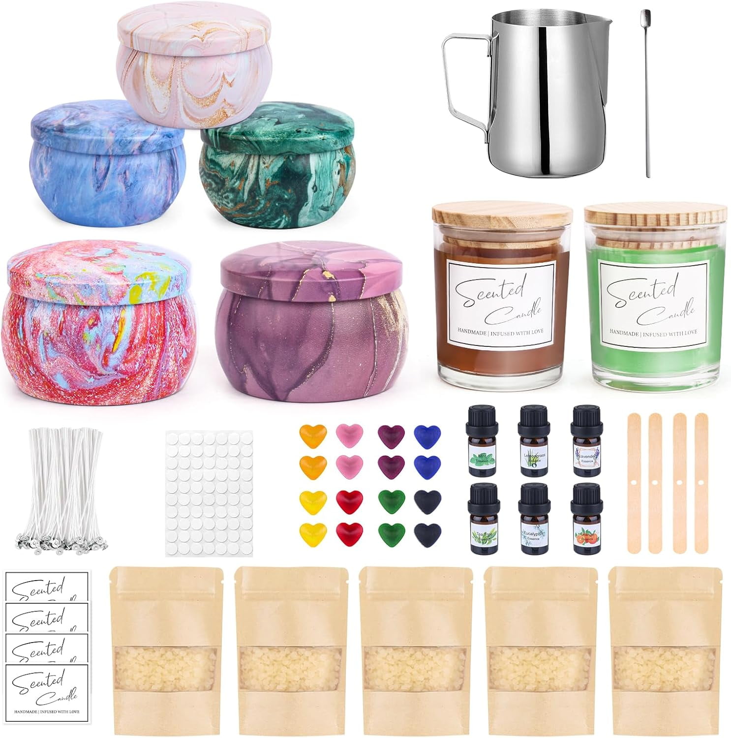 Candle Making Kit for Adults with Beewax, Fragrance Oil, Beeswax Dye ...