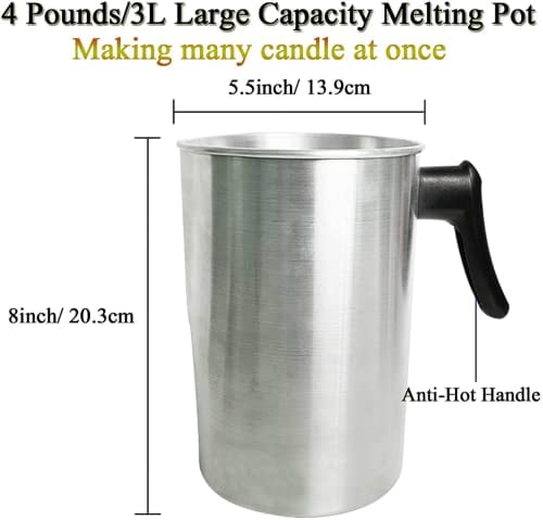Candle Making Pouring Pot 101oz,Large Double Boiler Wax Melting Pot,304 ...