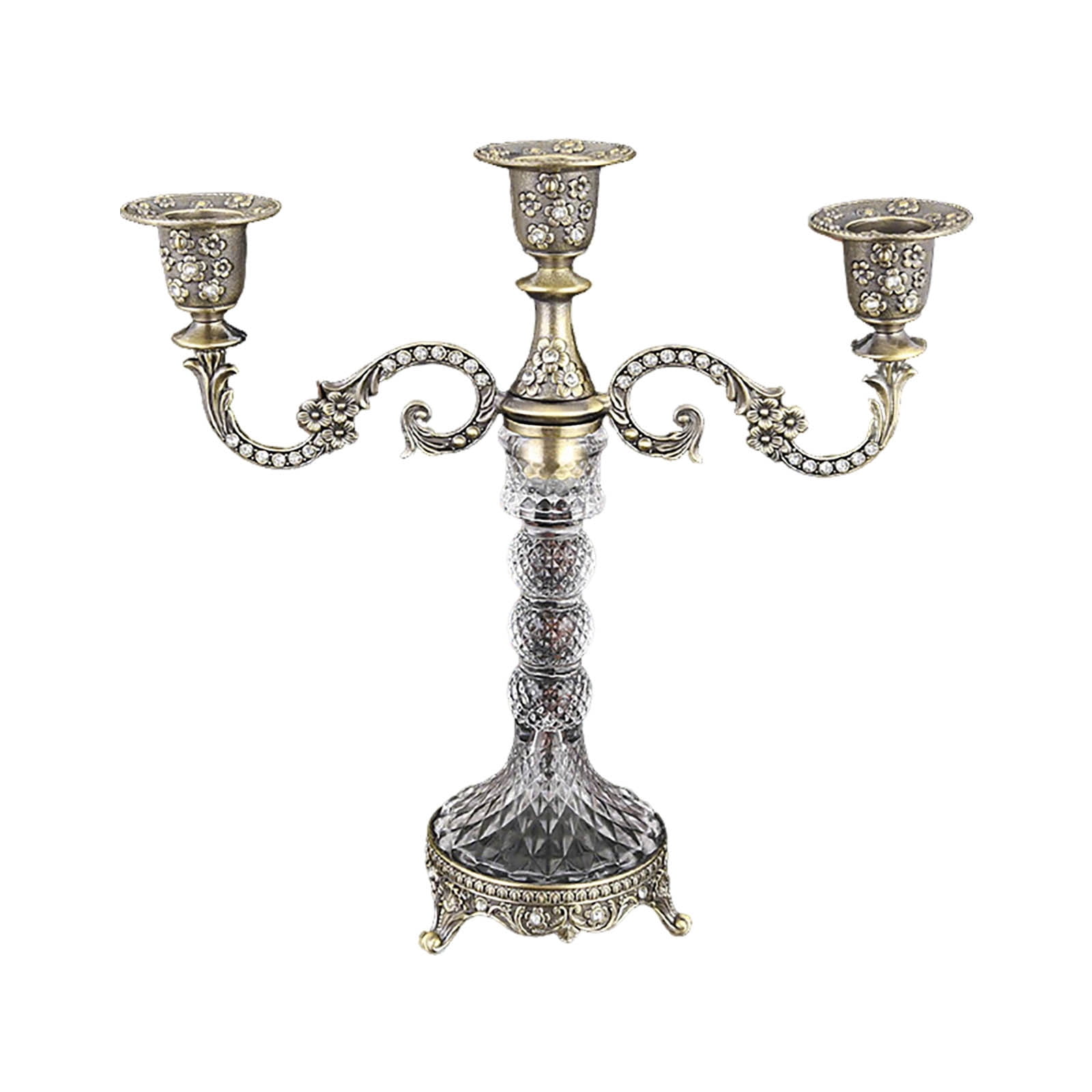 Candle Metal Candelabra Candlestick European Style Three-headed Candle ...