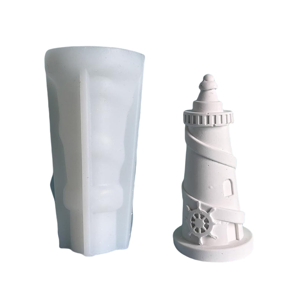 Candle Molds Epoxy Resin Molds 3D Lighthouse Silicone Mould Ornament ...