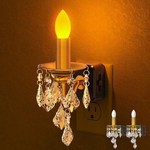 Candle Night Lights Plug into Wall, LED Amber Night Light with Dusk to ...
