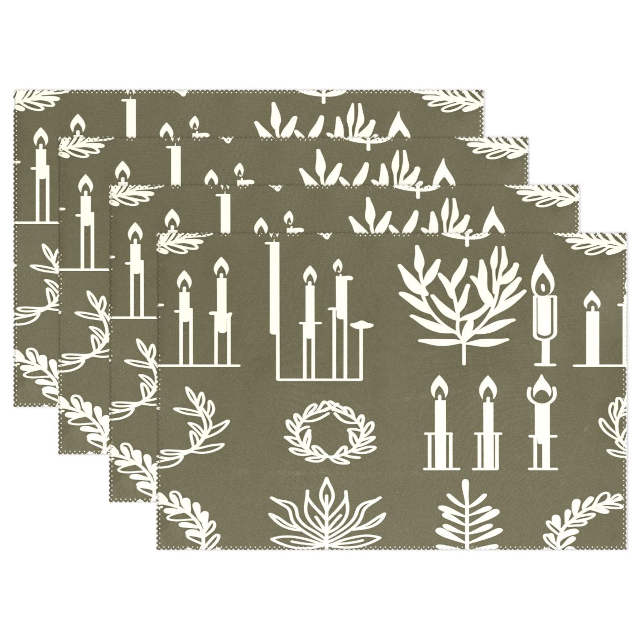 Candle Patterns 4-Piece 12x18in Heat-Proof Place Mats Set, Non-Slip for ...
