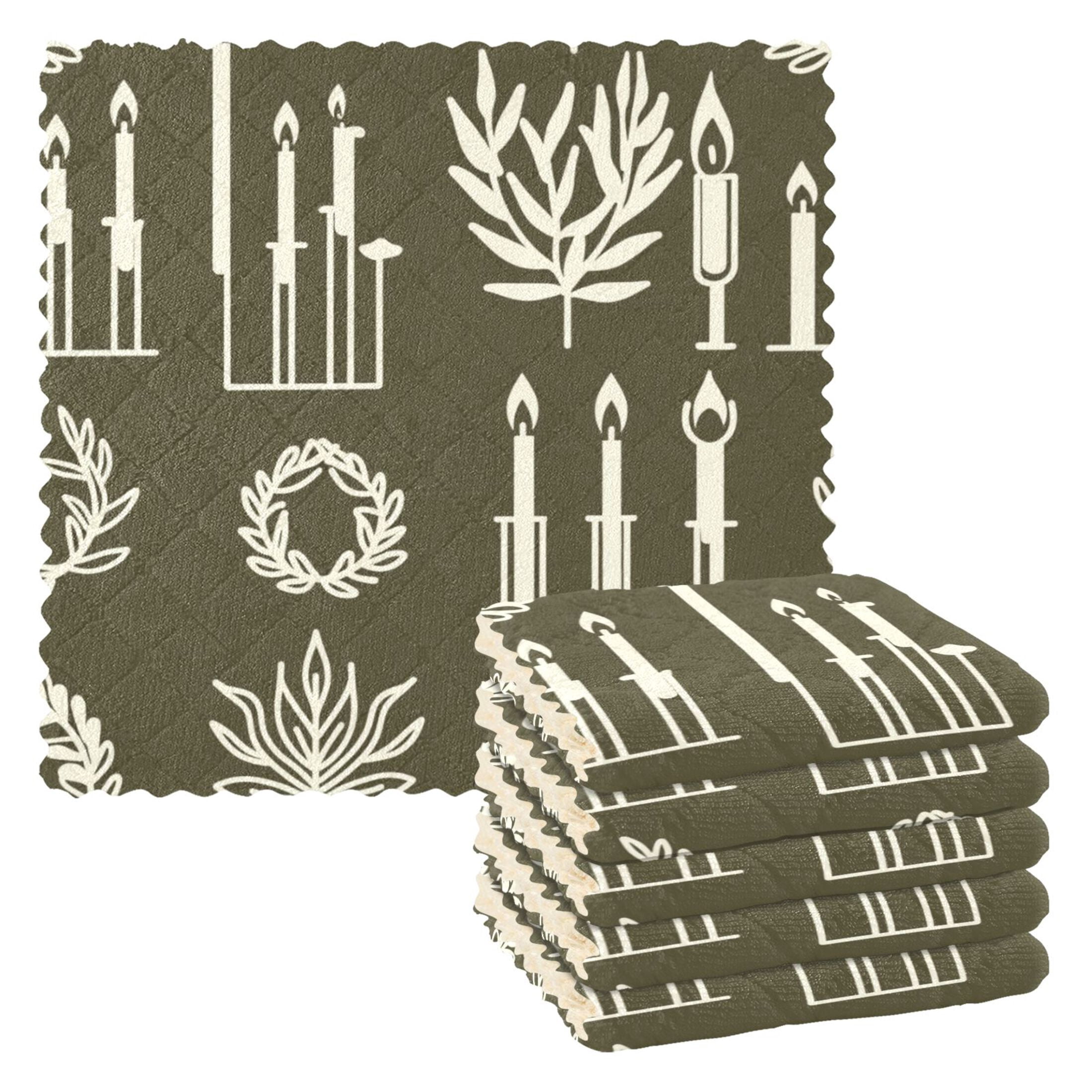 Candle Patterns 6 Pack Kitchen Cleaning Cloths 11'' x 11'', Super ...