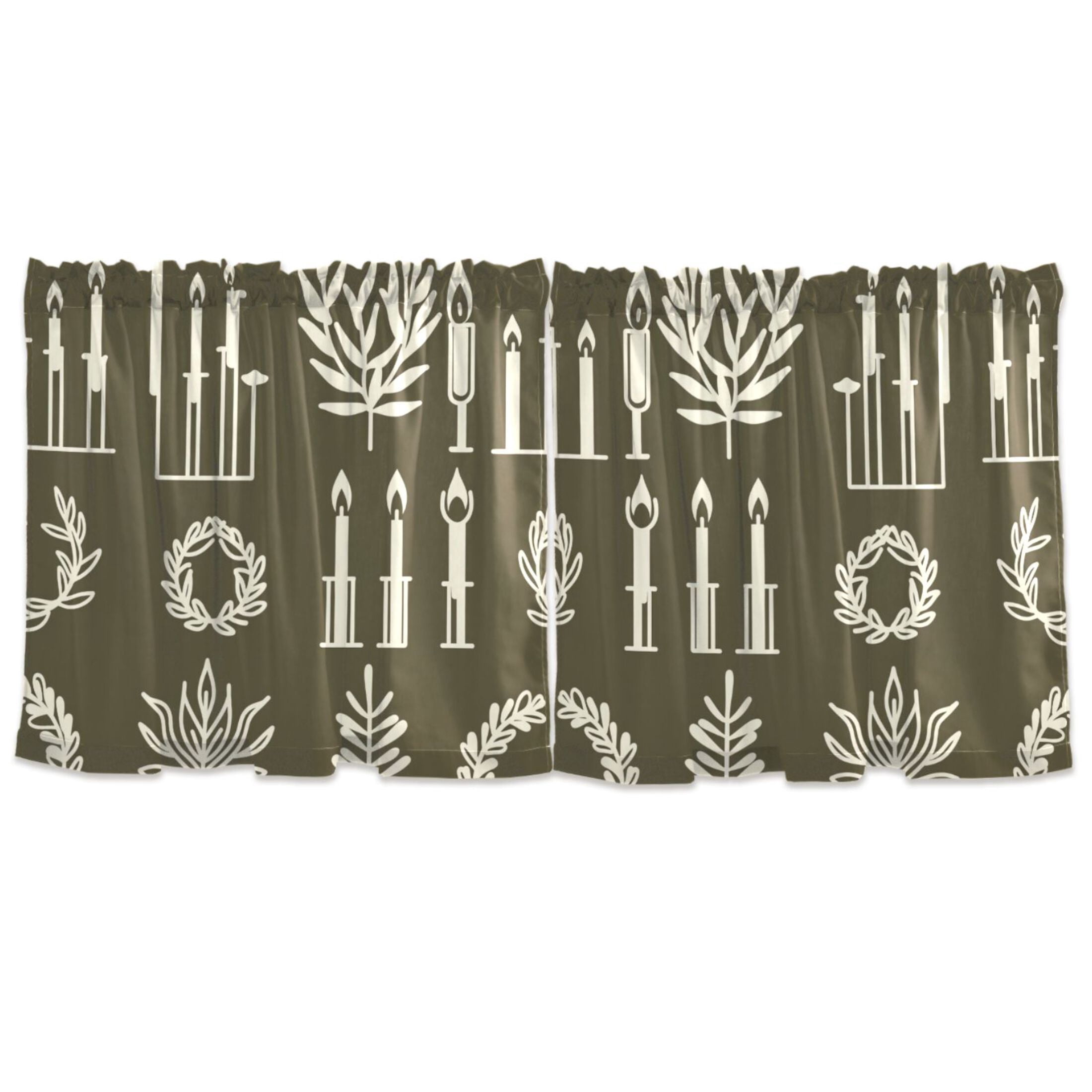 Candle Patterns Tier Curtains for Kitchen 57x24 Inch Semi Sheer Light ...
