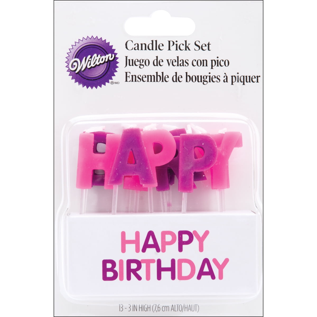 Candle Pick Set 3"-Happy Birthday-Pink 13/Pkg, Pk 6, Wilton - Walmart.com