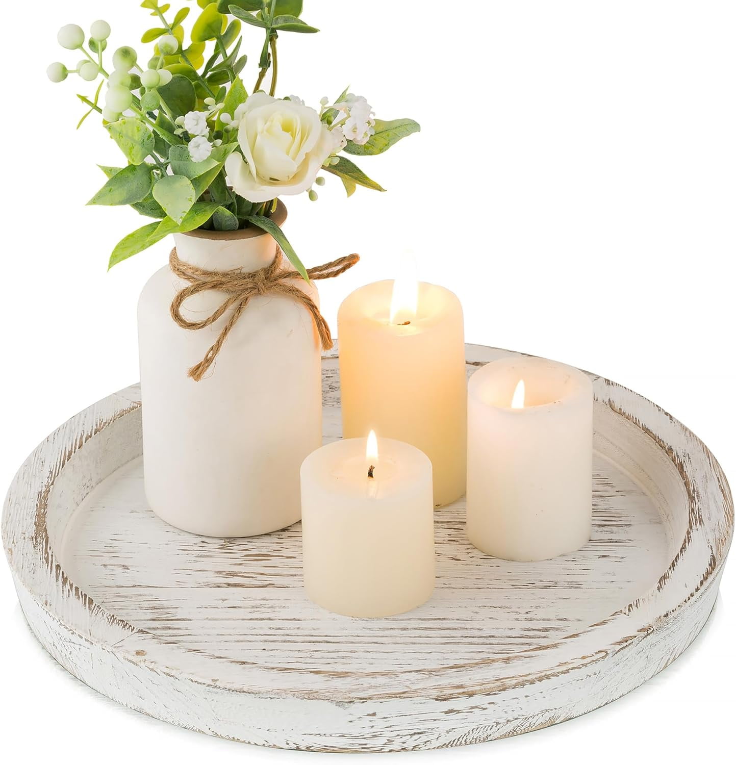 Candle Plate Holder Tray: Round Wooden Decorative Candle Plate Small ...