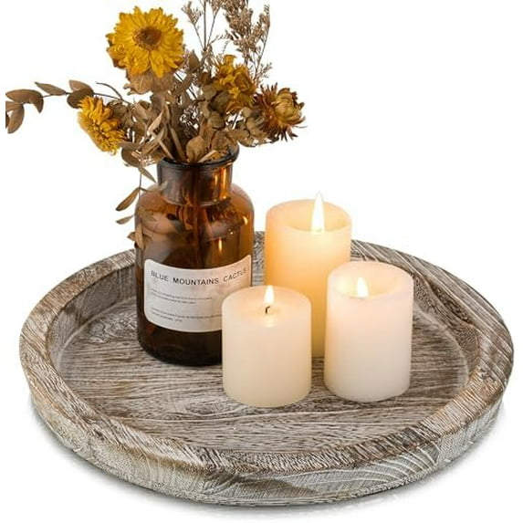 Candle Plate Holder Tray: Round Wooden Decorative Candle Plate Small ...