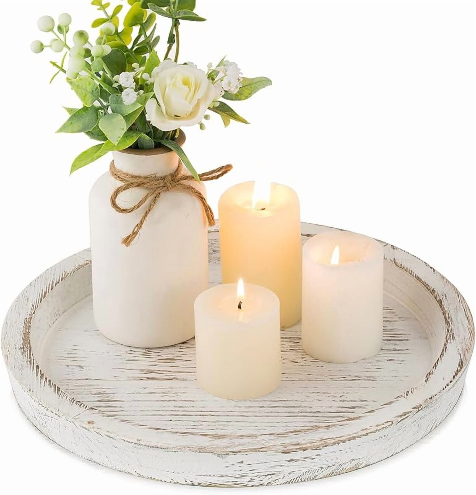 Candle Plate Holder Tray: Round Wooden Decorative Candle Plate Small ...