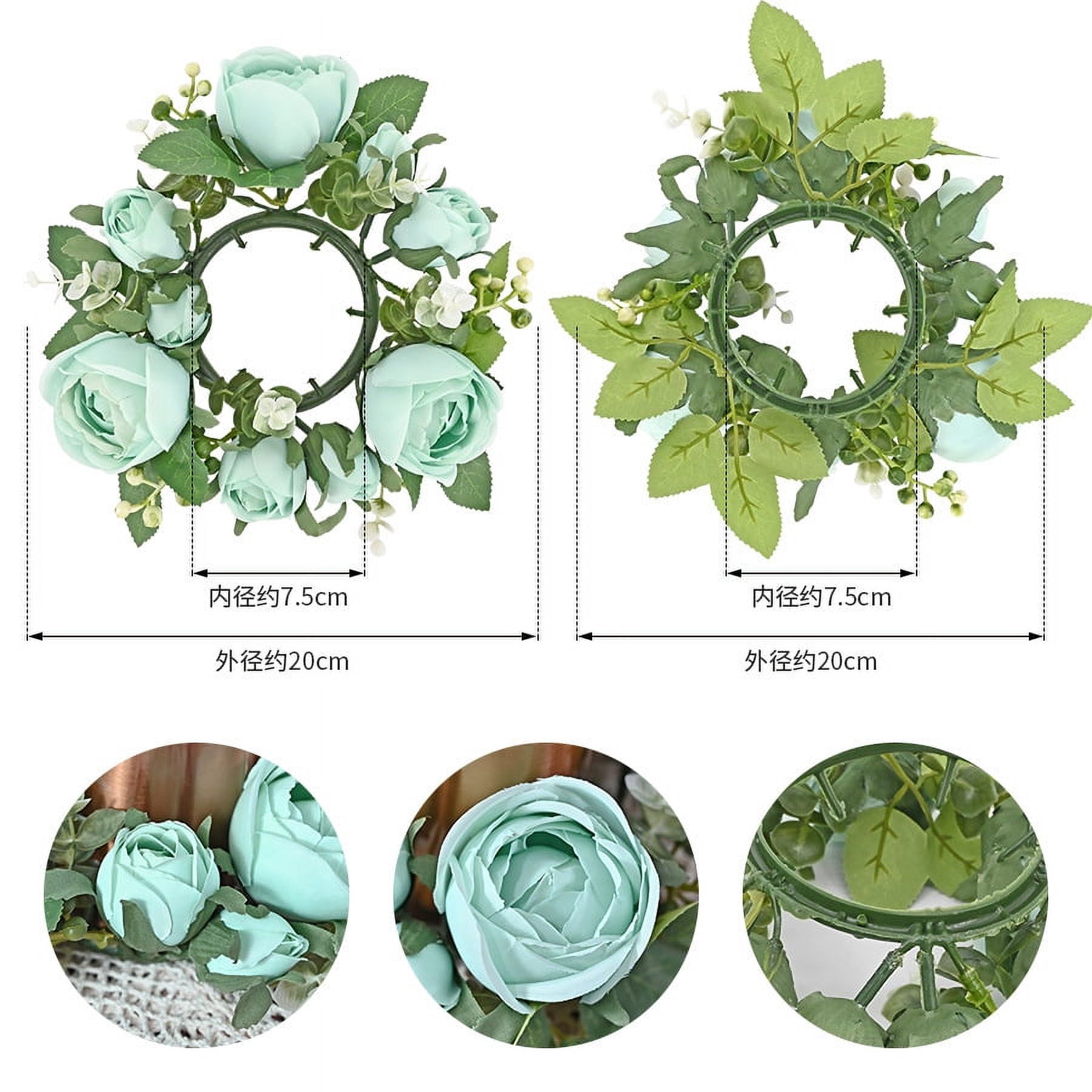 HOMEMAXS Artificial Rose Candle Ring 2pcs Decorative Wreath Table ...