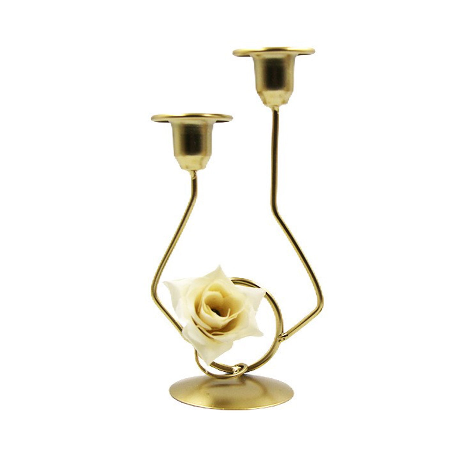 Candle Stick Candle Holder，Golden Iron Double Candlestick Flower ...
