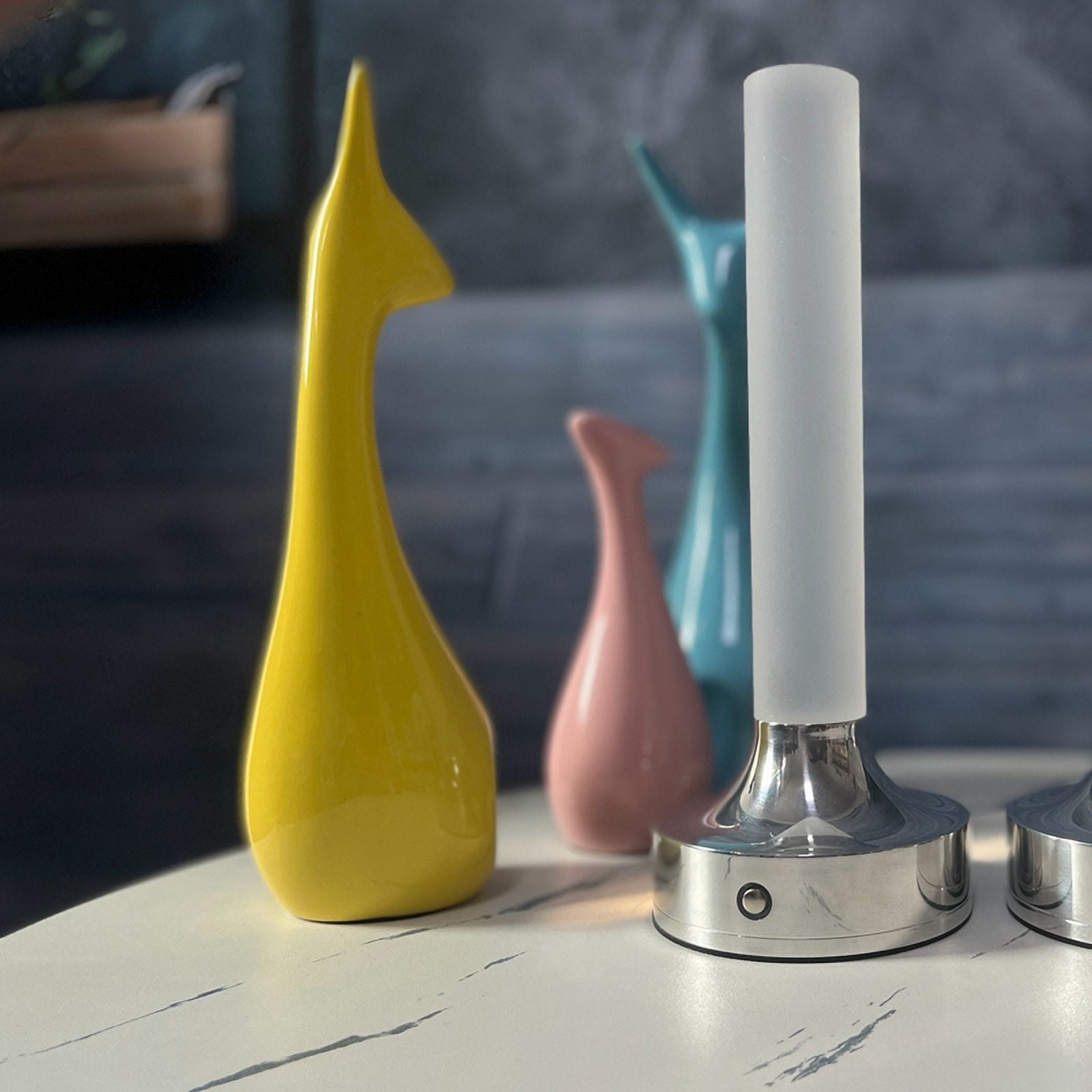 Candle Table Lamp Long Style for Bedroom Rechargeable Wireless Touch ...