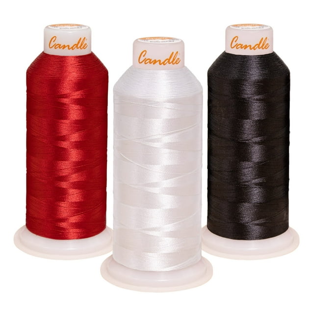 Candle Thread 3-Piece 5000M 40WT White, Black, Red 100% Polyester ...