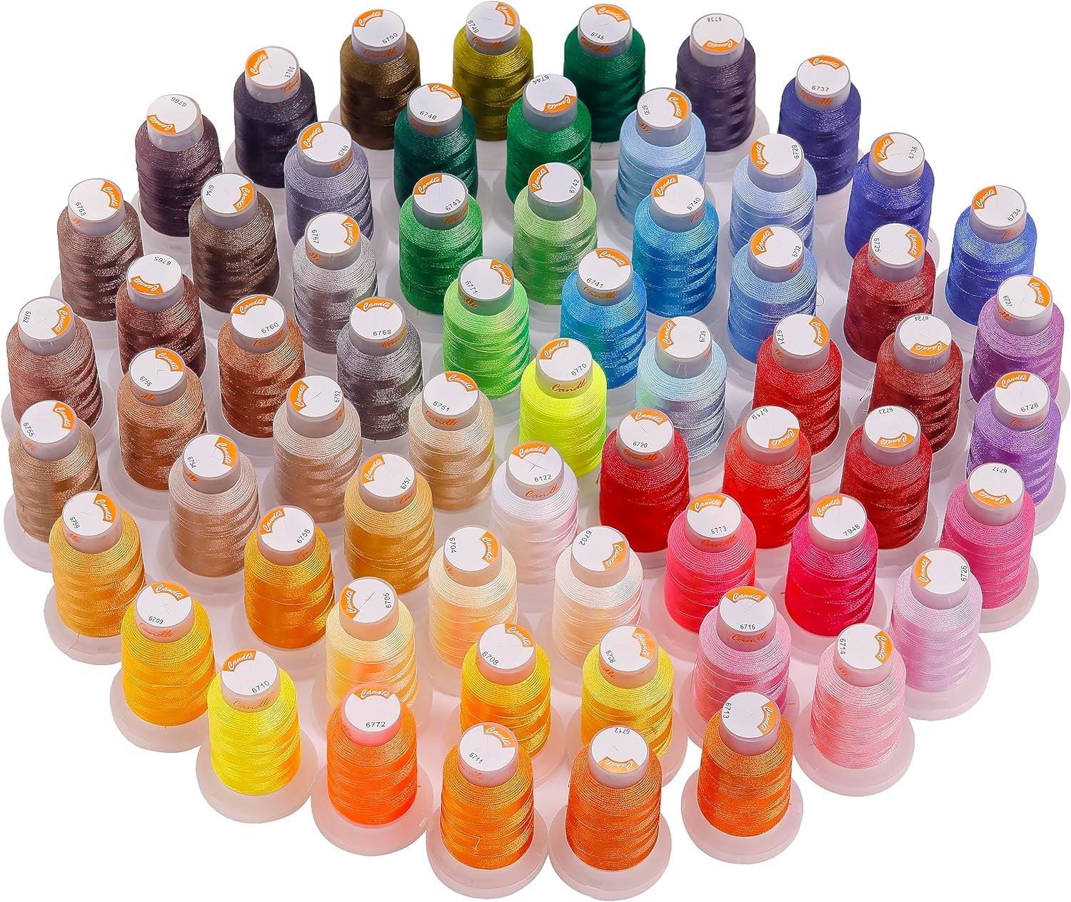 Candle Threads 63-Color 100% Polyester Machine Embroidery Thread, 550 ...