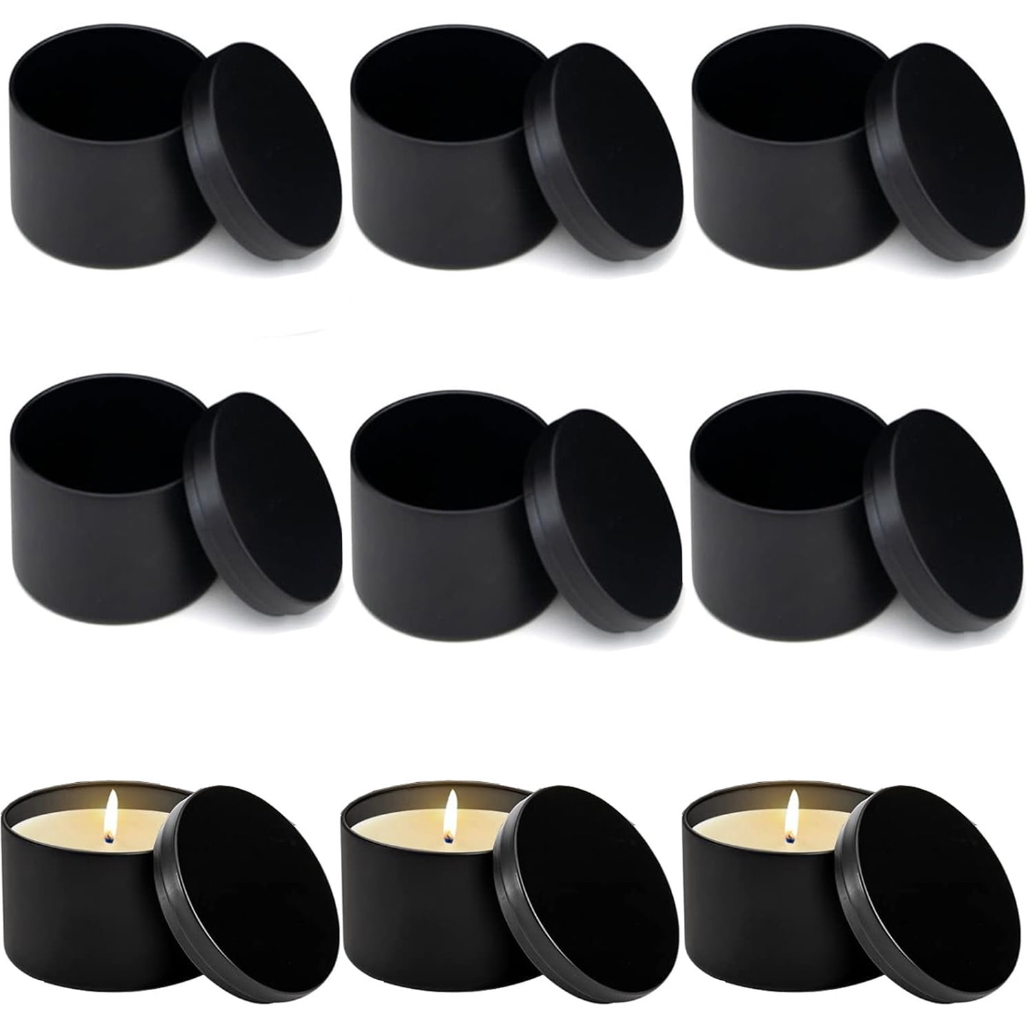 Candle Tin with Lids,Bexikou 10 Pieces Black 8oz Candle Containers ...
