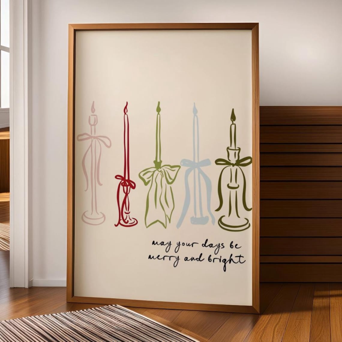 Candle Wall Art Poster Minimalist Decor Merry And Bright Poster ...
