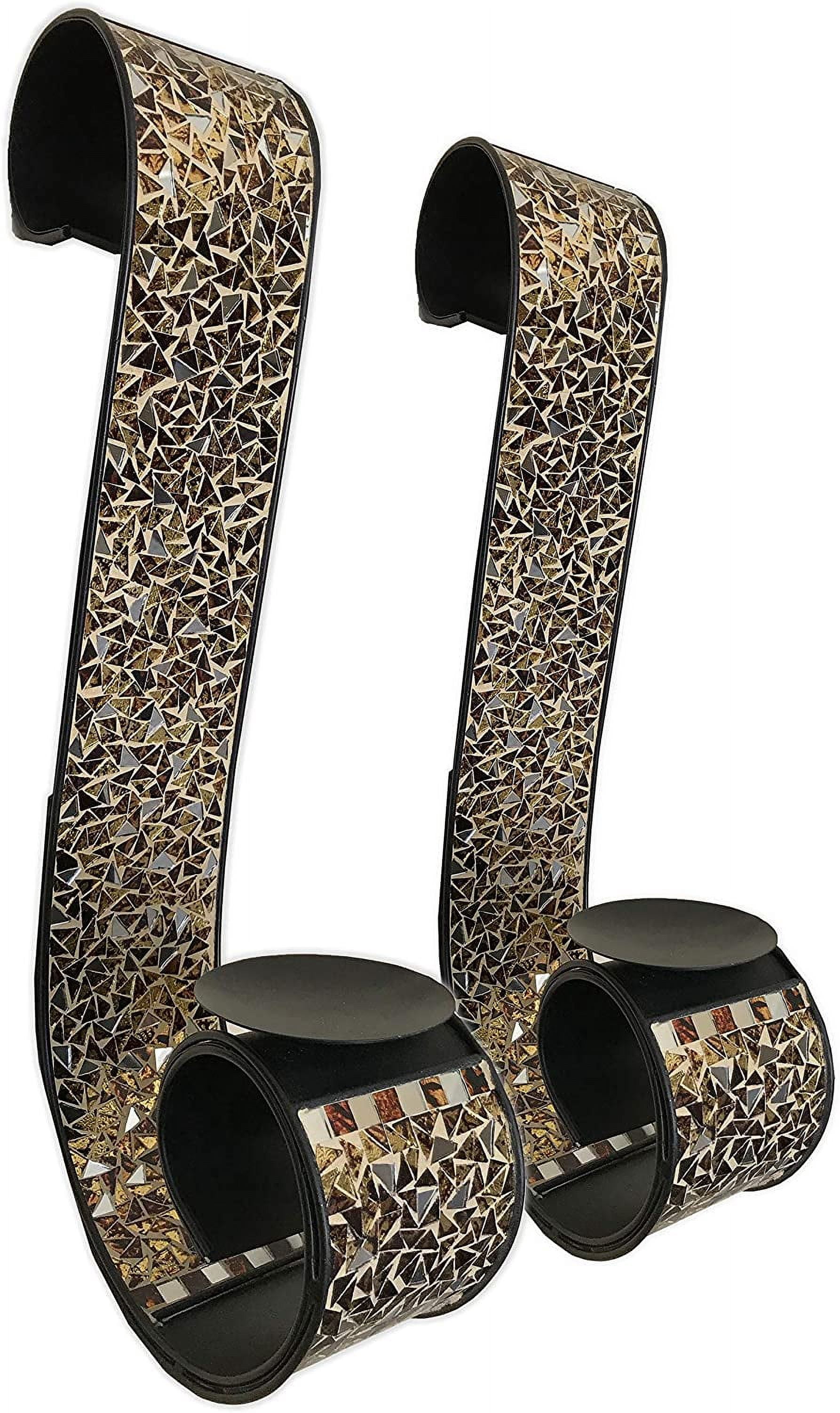 Candle Wall Sconces Set of 2, Mosaic Holder, 23 Inch Bathroom Wall ...