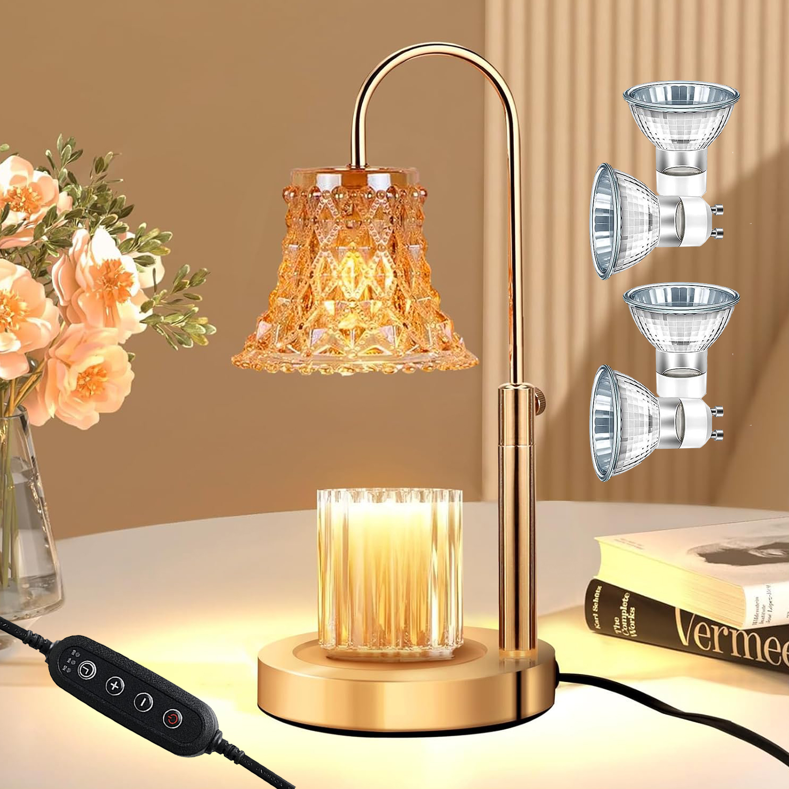 Better Homes & Gardens Electric Black Ribbed Ceramic Wax Warmer with ...