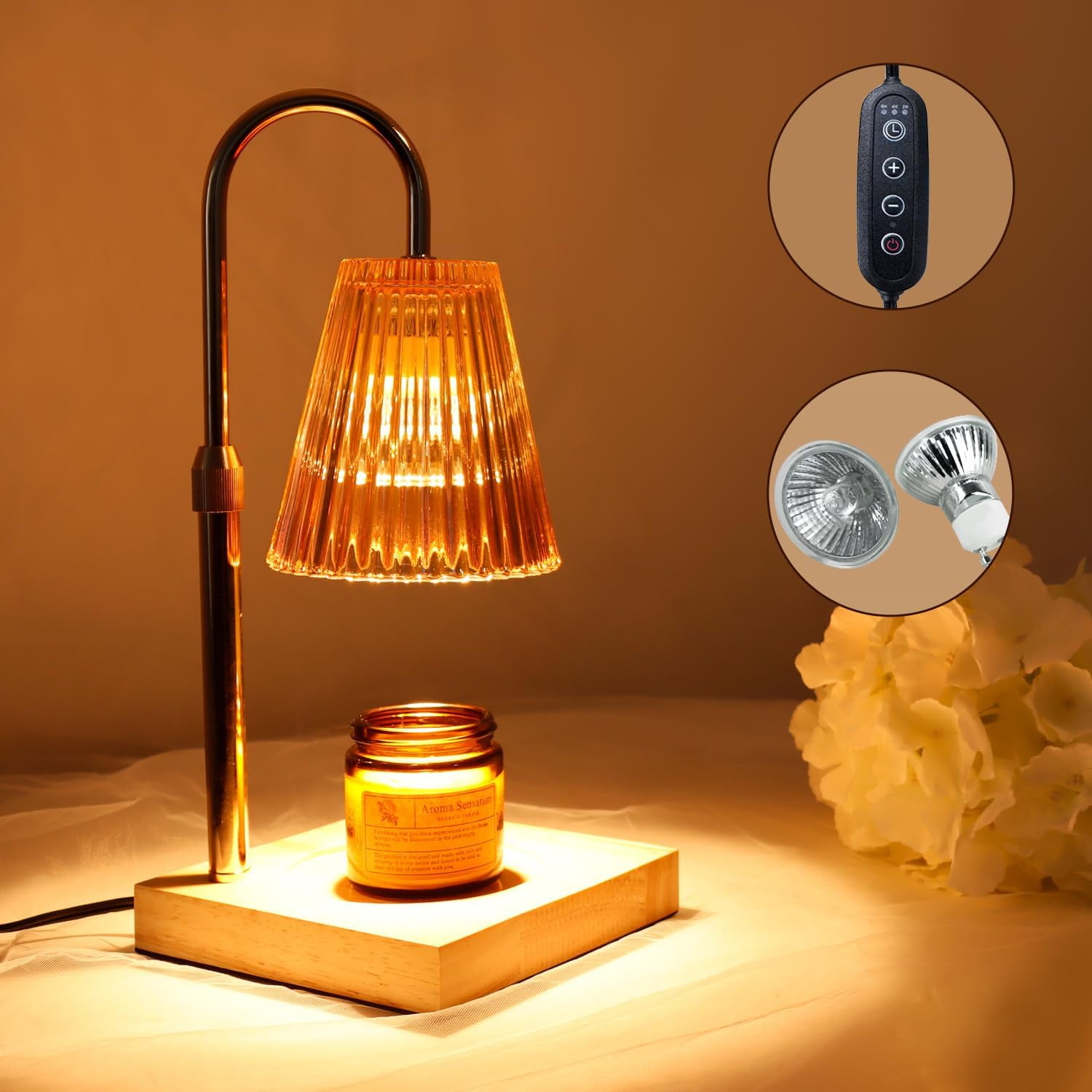Candle Warmer Lamp - Dimmable Timer Vintage-Inspired Efficient Melter ...