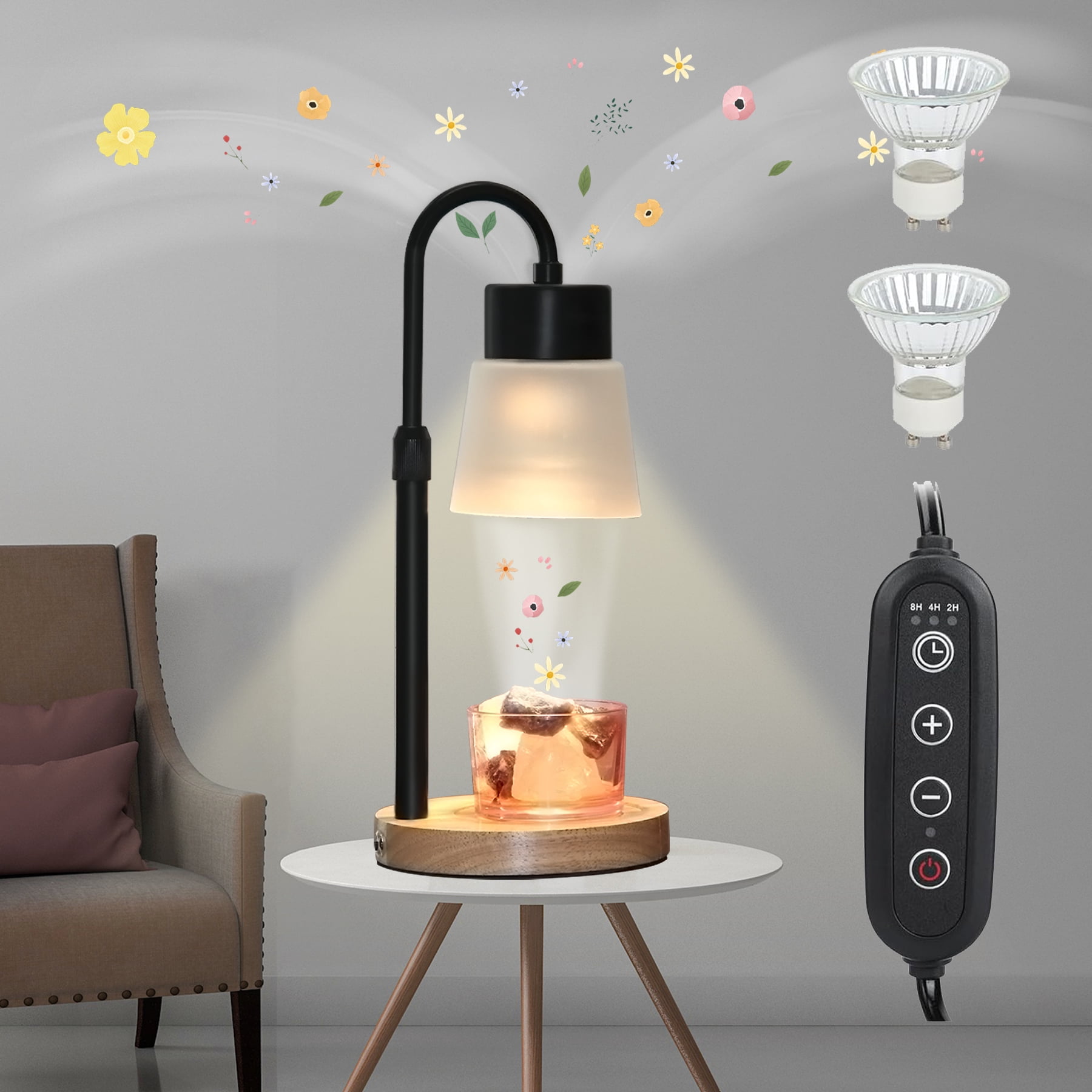 Candle Warmer Lamp with Essential Oil Diffuser, Built in fan 2/4/8H ...