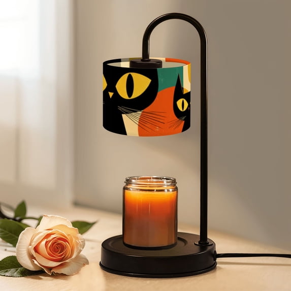 Candle Warmer Lamp with Timer Dimmer Black Cat Retro Mid Century ...
