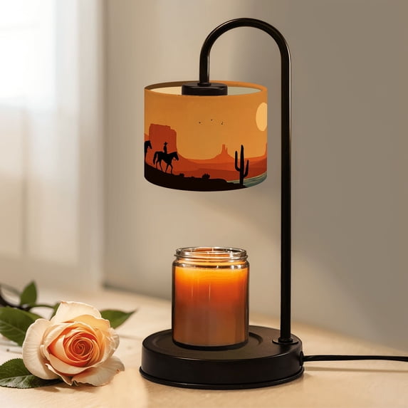 Candle Warmer Lamp with Timer Dimmer Desert Landscape Horses Sunset Sky ...