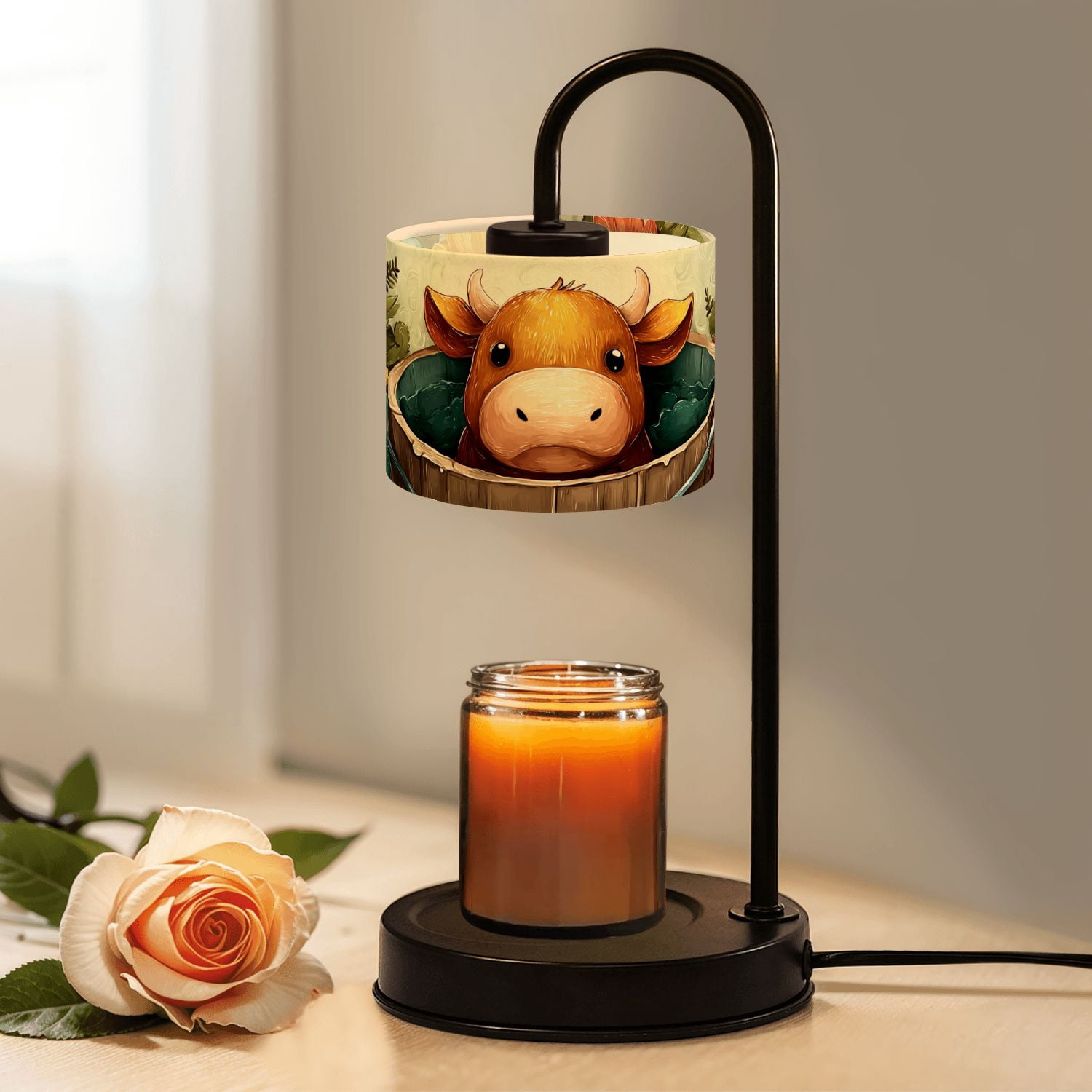 Candle Warmer Lamp with Timer Dimmer Highland Cow Cows Retro Art ...