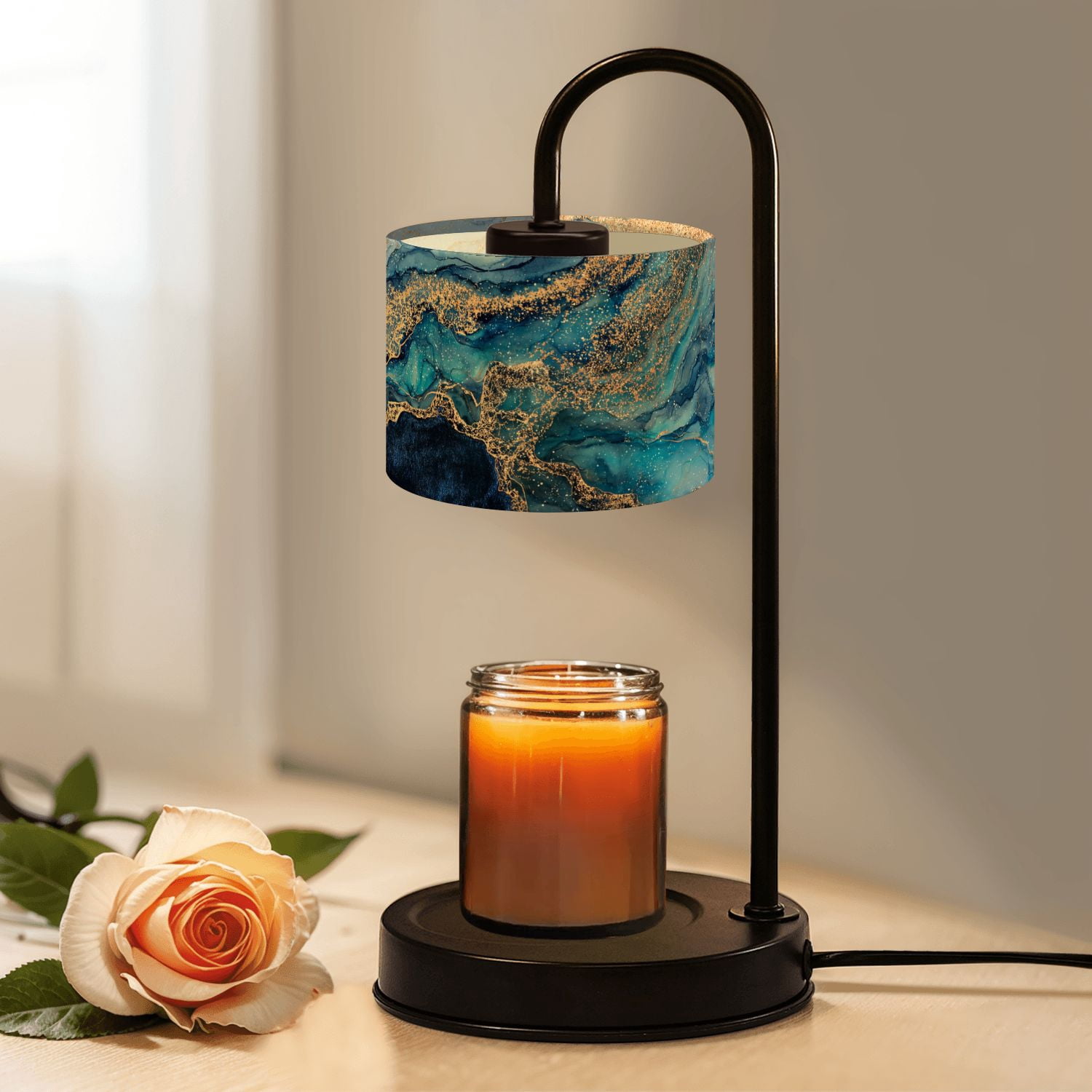 Candle Warmer Lamp with Timer Dimmer abstract blue marble fake stone ...
